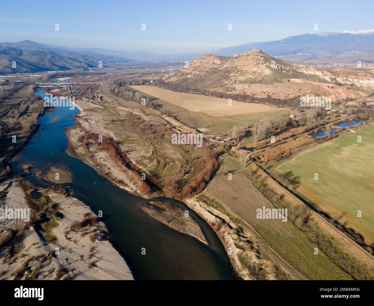 Amazing Aerial view of Struma river passing through the Petrich valley ...