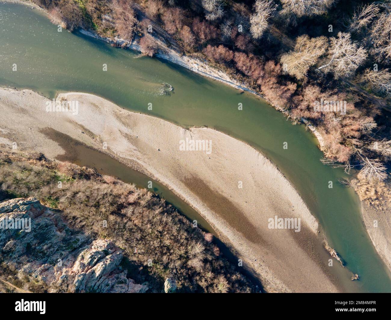 Amazing Aerial view of Struma river passing through the Petrich valley ...
