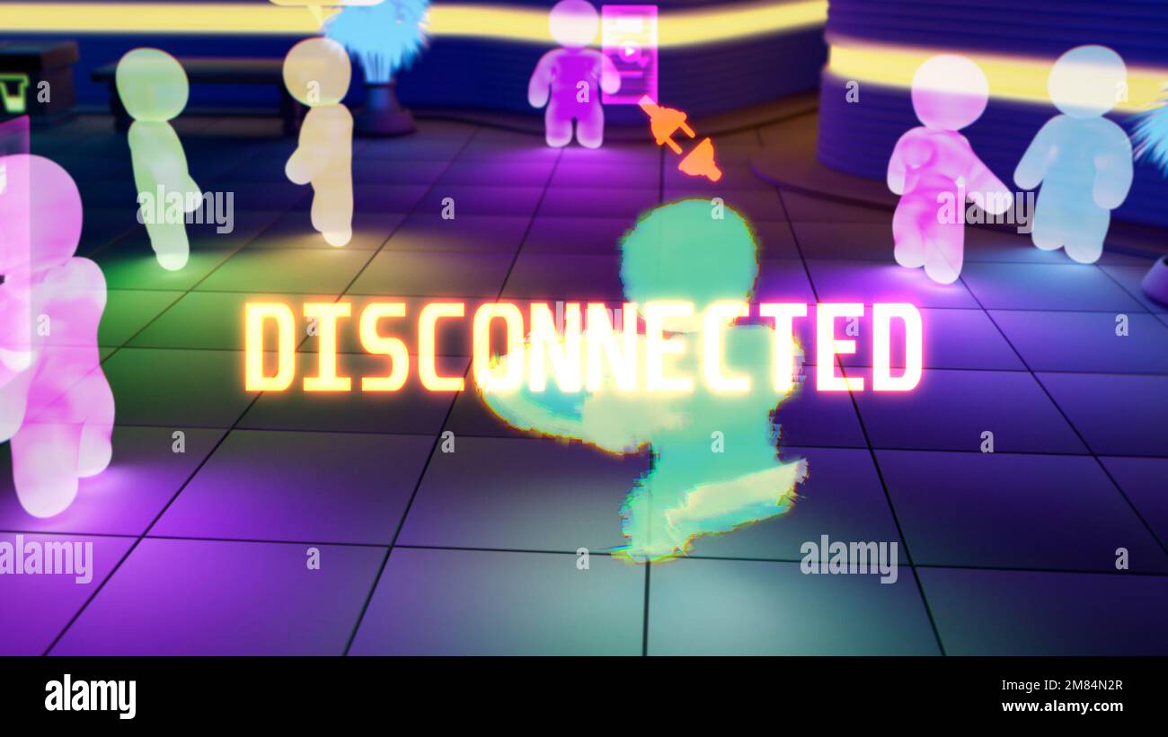 metaverse avatar of a user gets disconnected message - industrial 3D ...