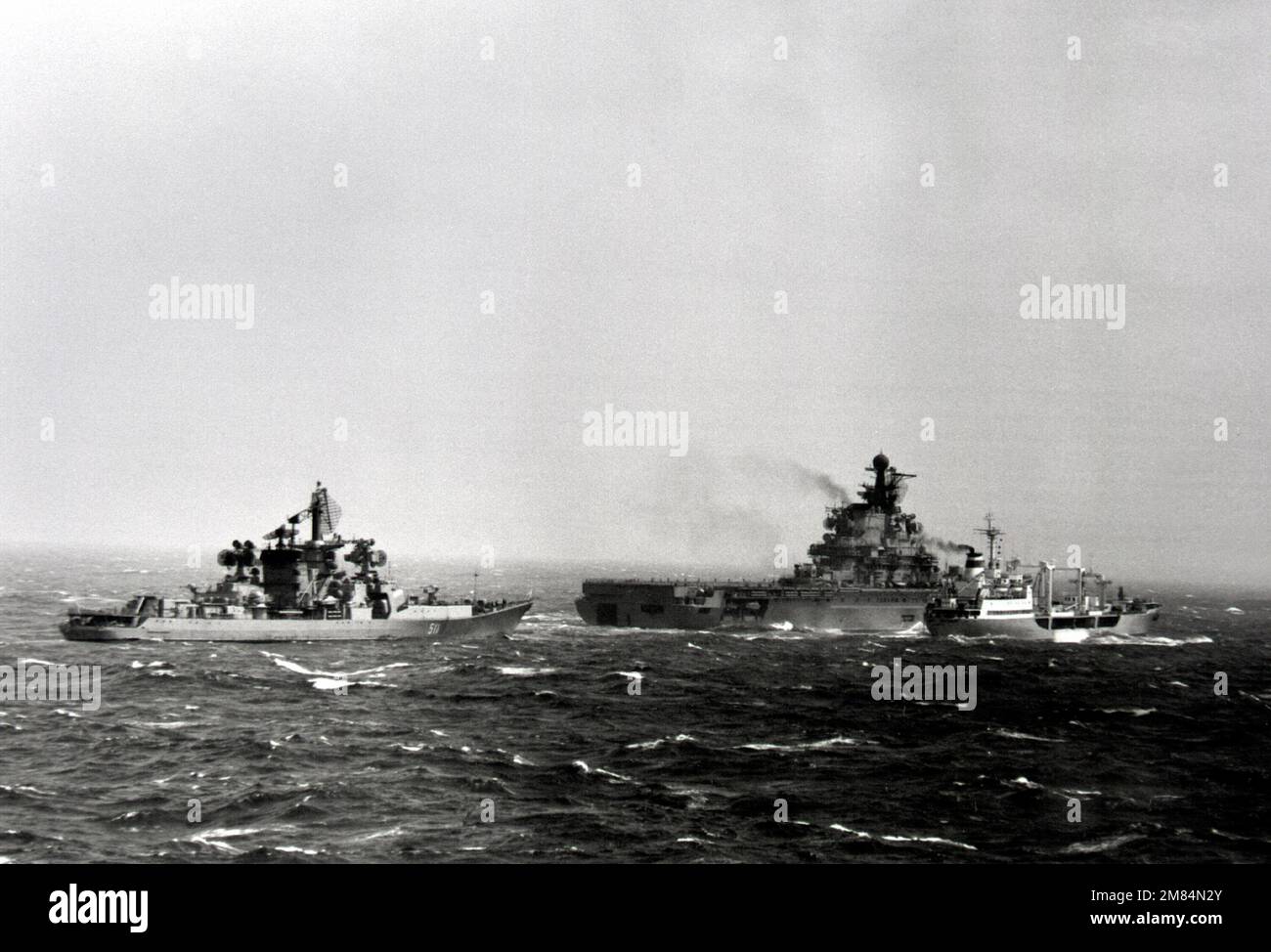 A starboard quarter view of the Soviet aircraft carrier NOVOROSSIYSK ...