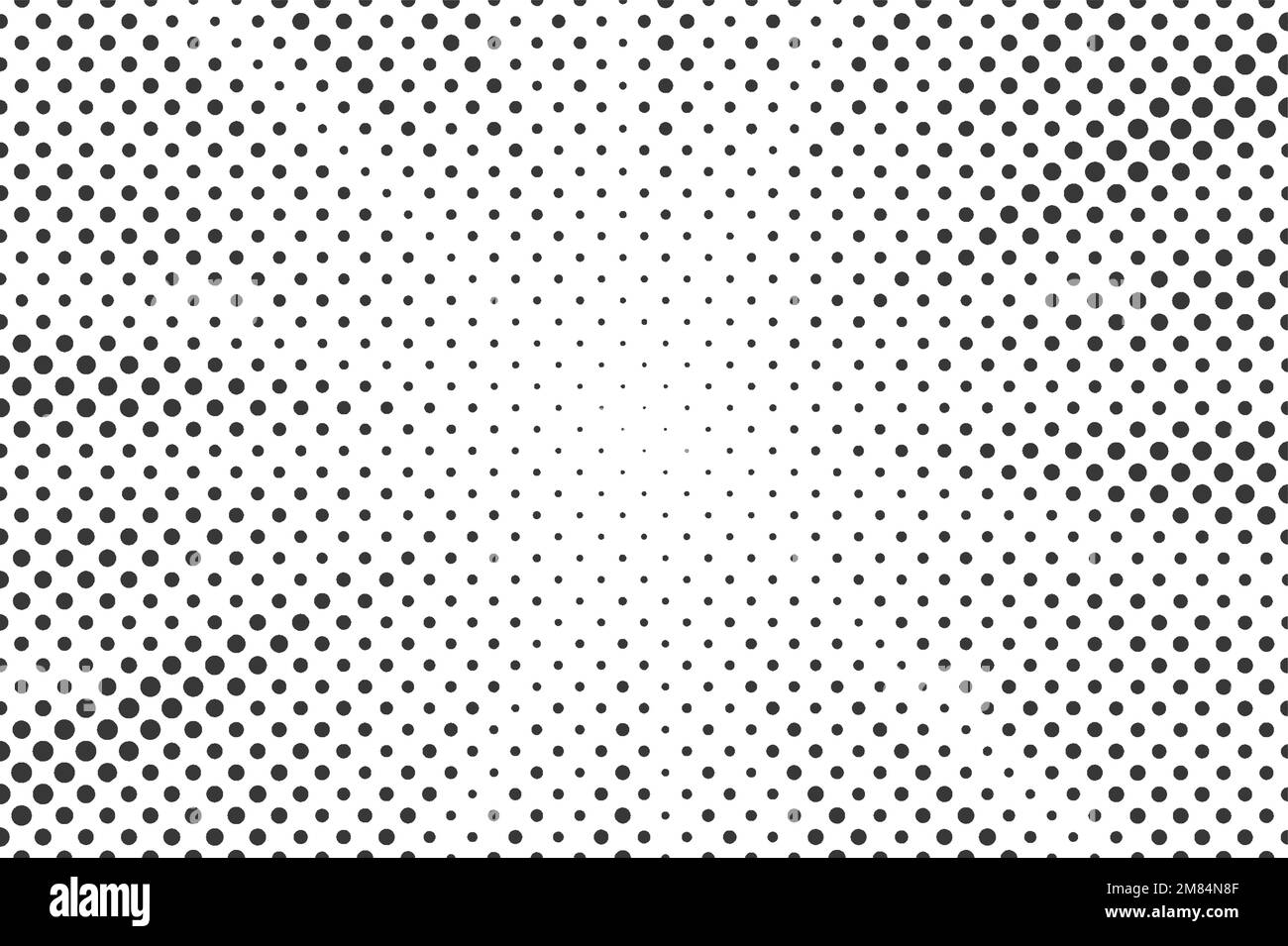 Halftone dotted background. Retro radial texture. Monochrome gradation effect. Vector pattern ...