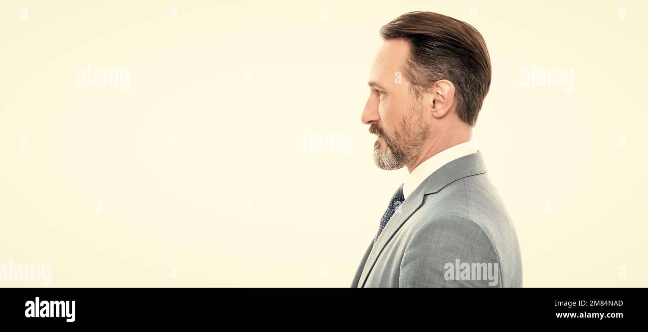 Man face portrait, banner with copy space. male formal fashion. bearded ...