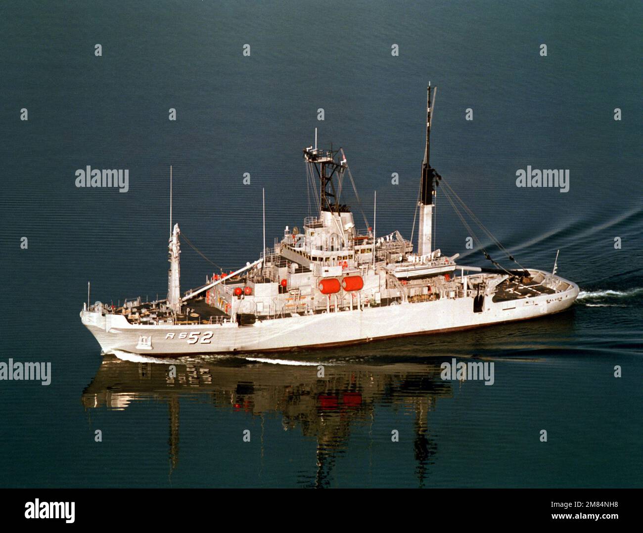 A port view of the salvage ship USS SALVOR (ARS-52) underway. Country ...