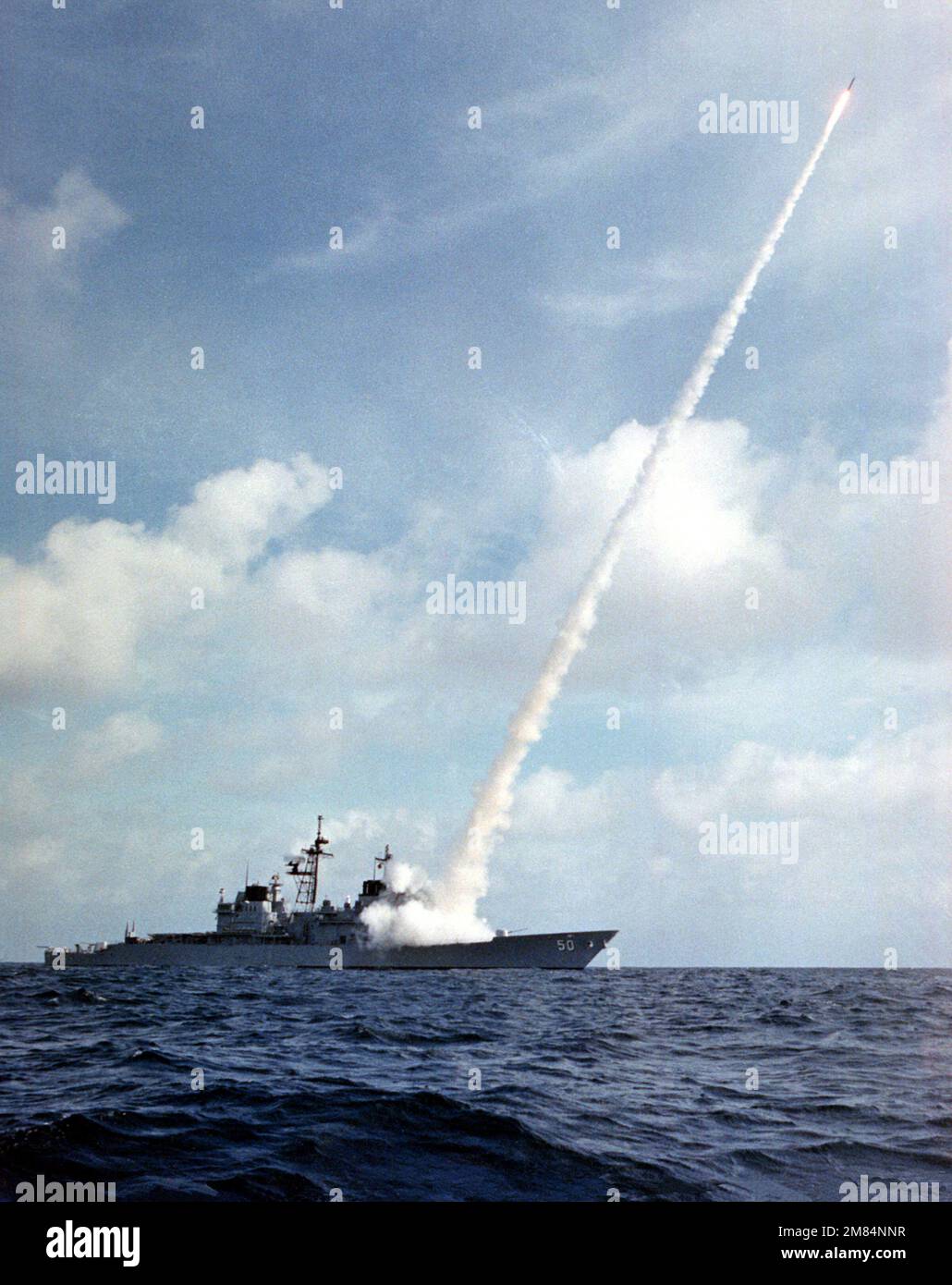 A starboard bow view of the guided missile cruiser Valley Forge (CG-50 ...