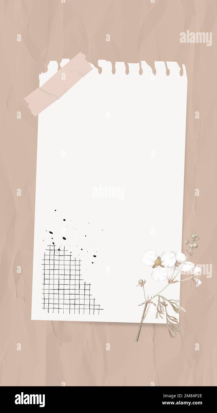 Digital note vector paper note collage with flowers Stock Vector Image ...