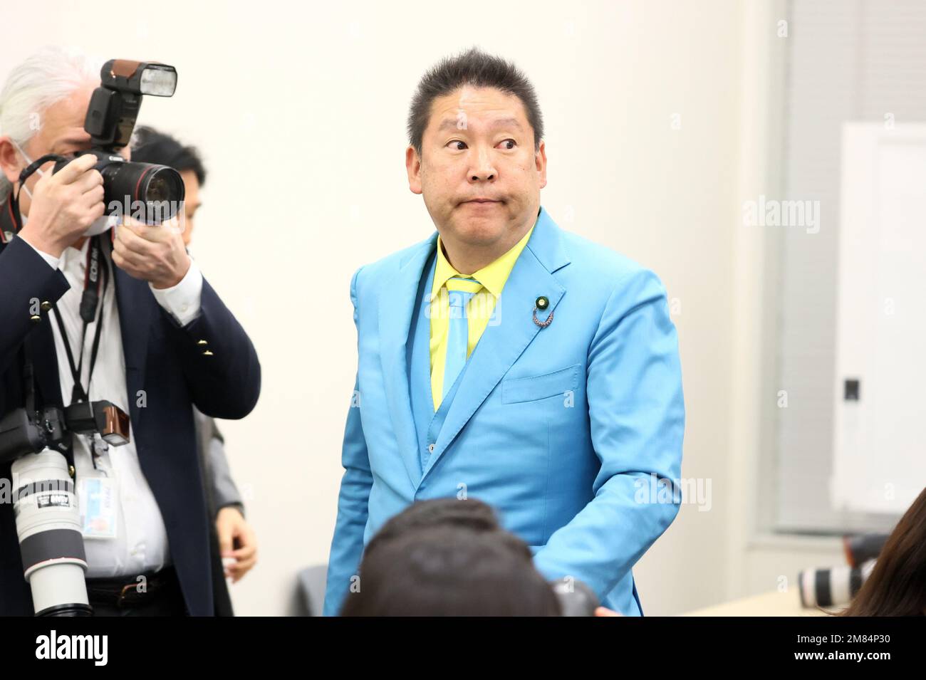 Thursday. 12th Jan, 2023. Takashi Tachibana, NHK Party leader leaves a ...