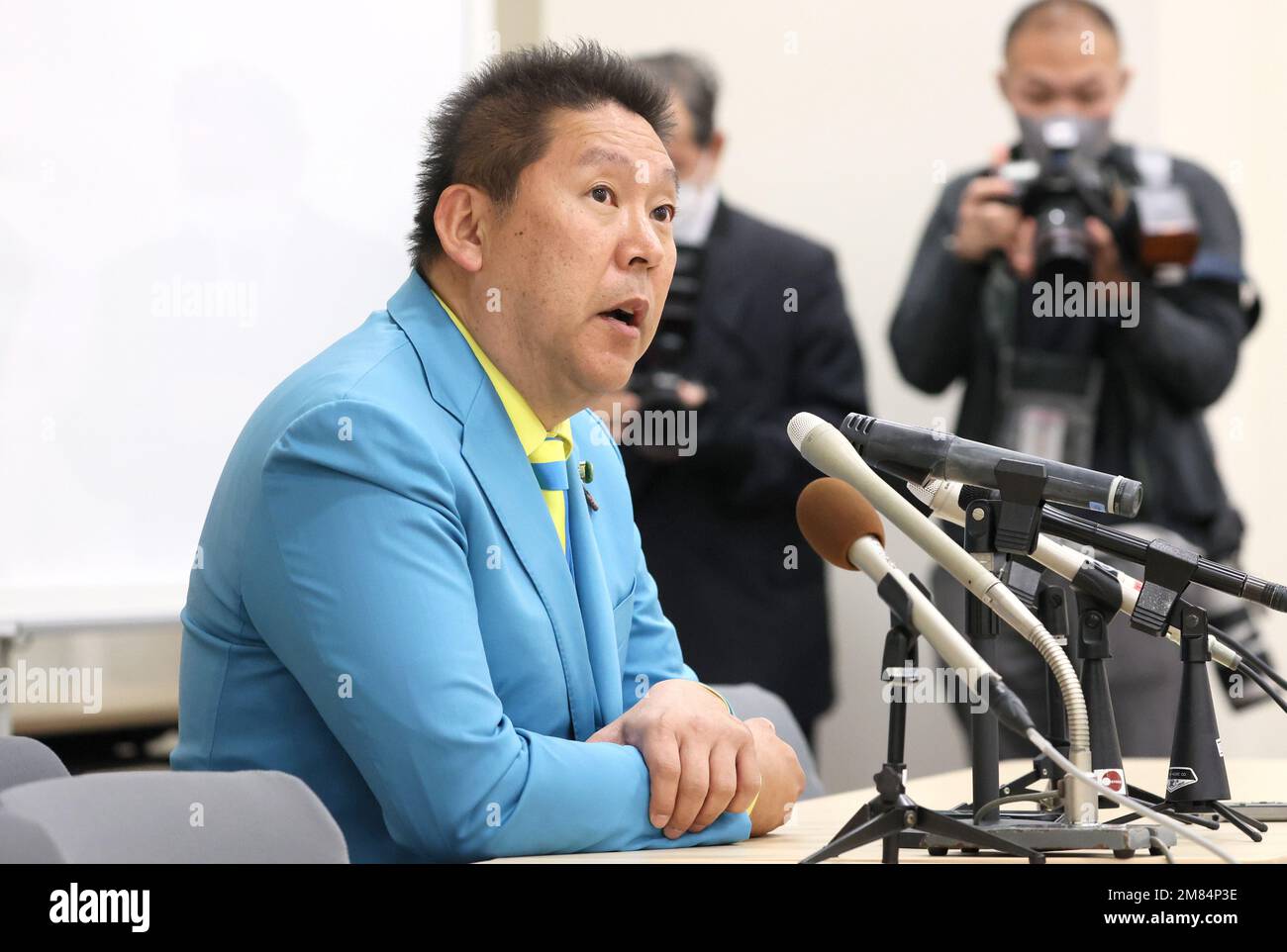 Thursday. 12th Jan, 2023. Takashi Tachibana, NHK Party leader announces ...