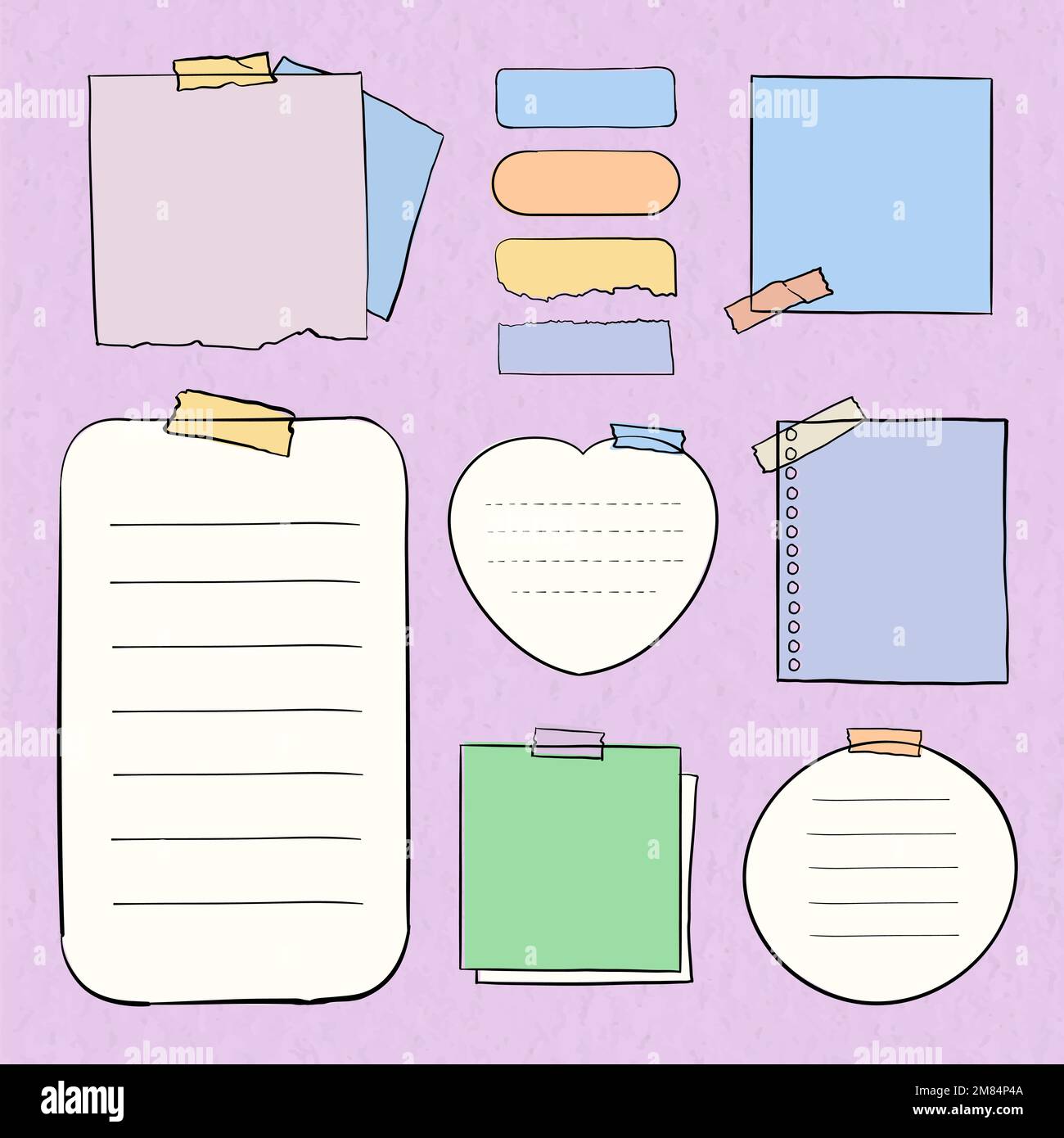 Digital note vector pastel set in hand drawn style Stock Vector Image ...