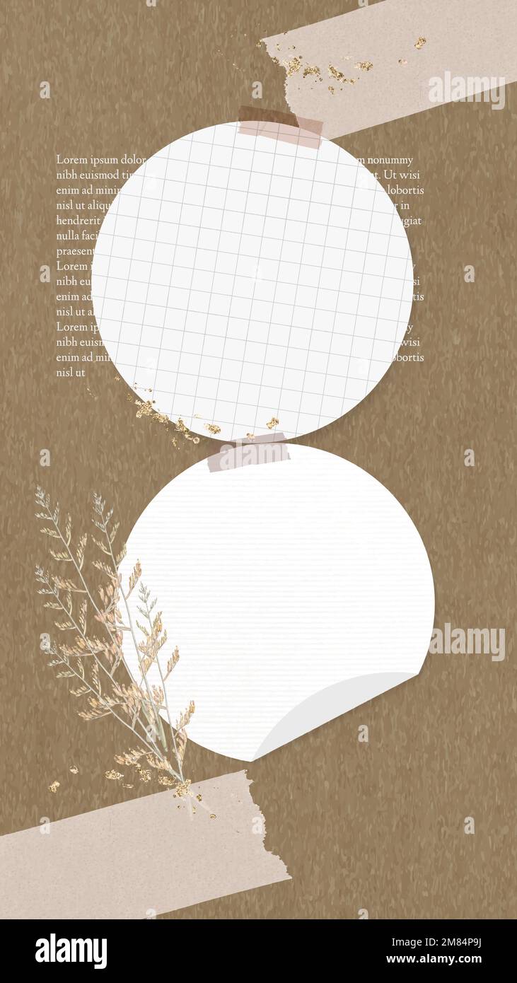 Digital note vector sticky note collage with flowers, taped on cork ...