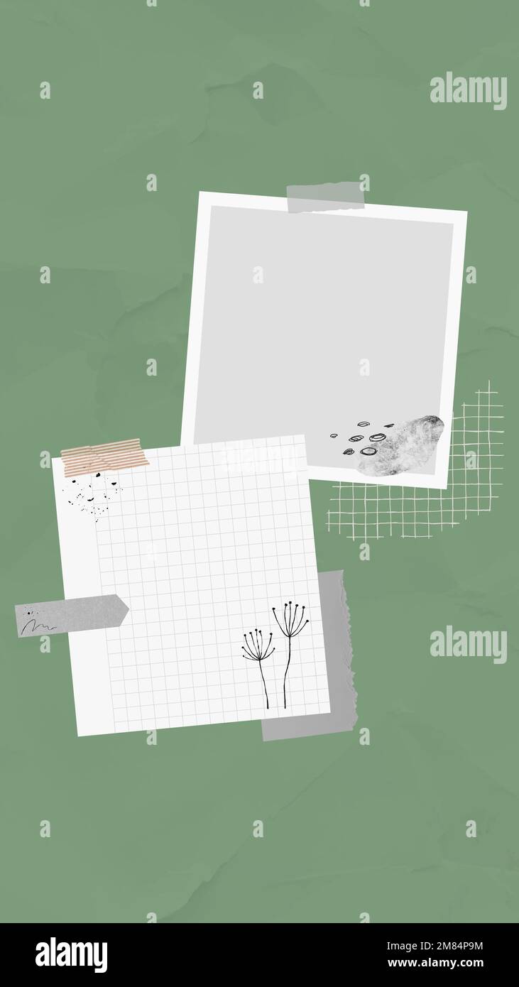 Sticker note vector memo note in memphis style, taped on green ...