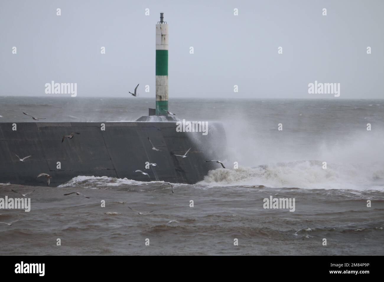 Aberystwyth Wales UK weather 12th January 2023 . Fierce winds hit the ...