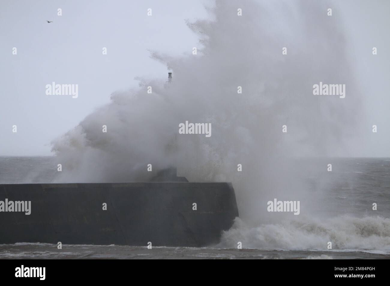 Aberystwyth Wales UK weather 12th January 2023 . Fierce winds hit the ...