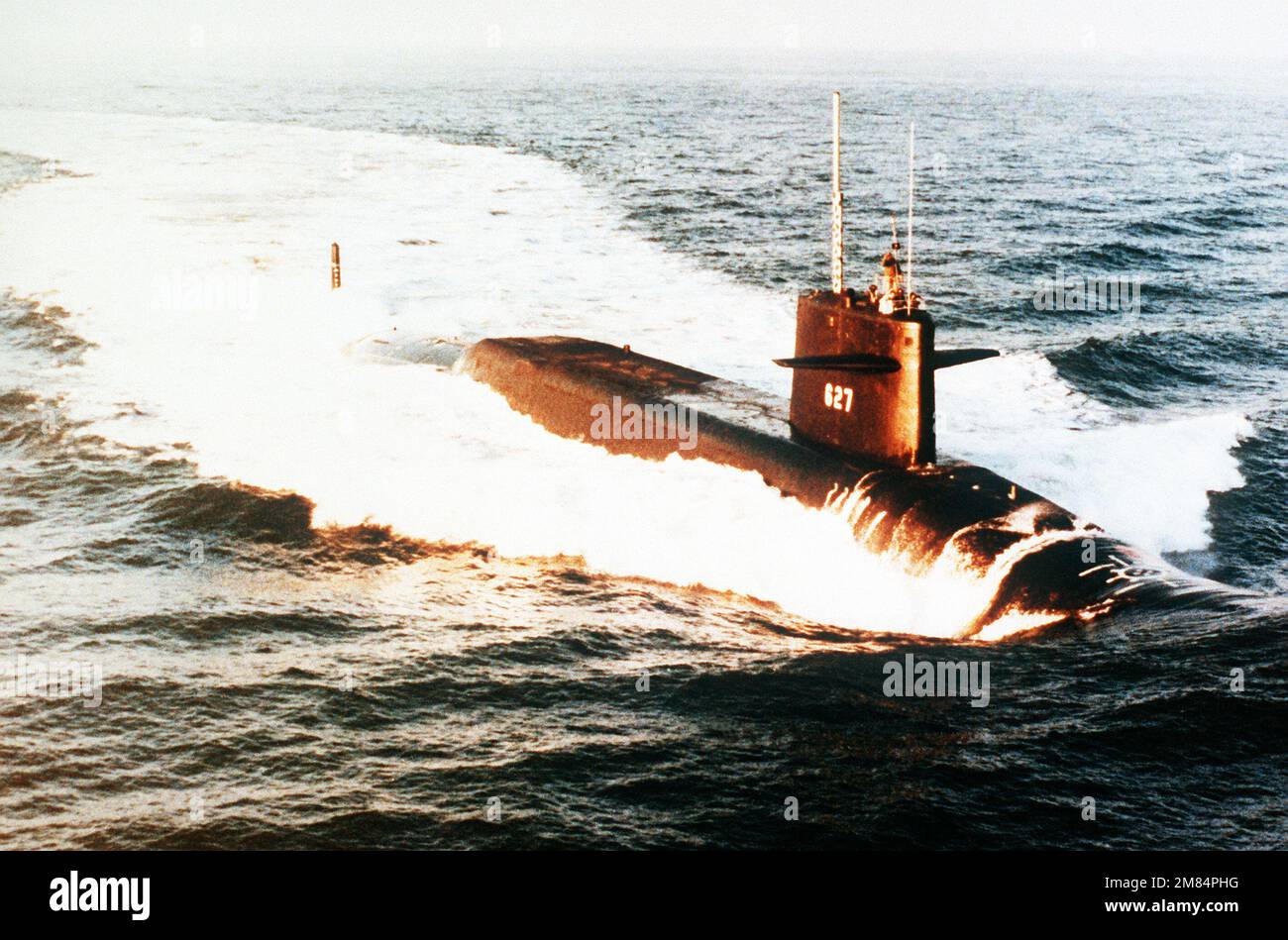A starboard bow view of the nuclear-powered ballistic missile submarine ...