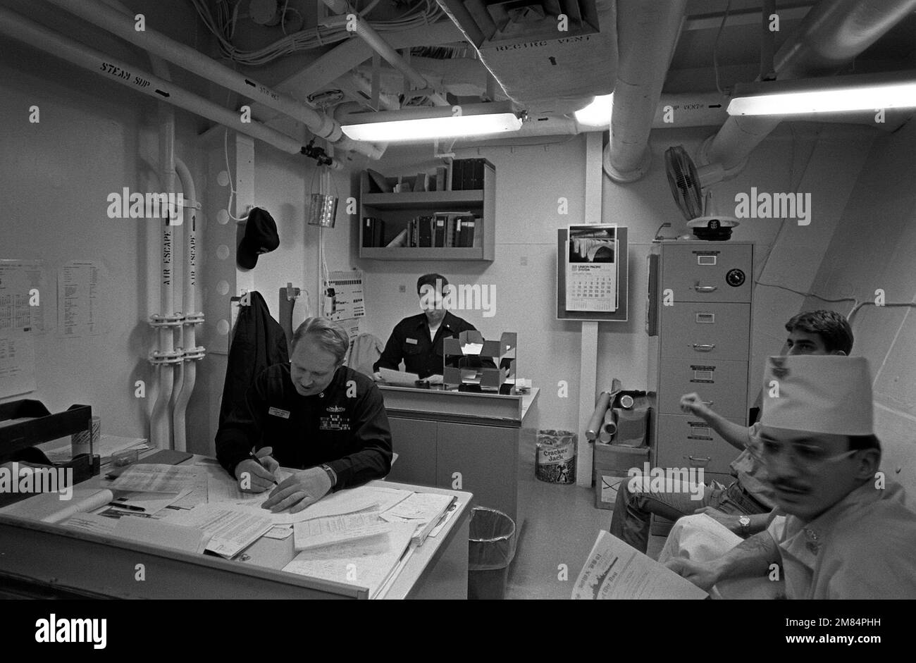 The food service office aboard the battleship USS IOWA (BB-61). Country ...
