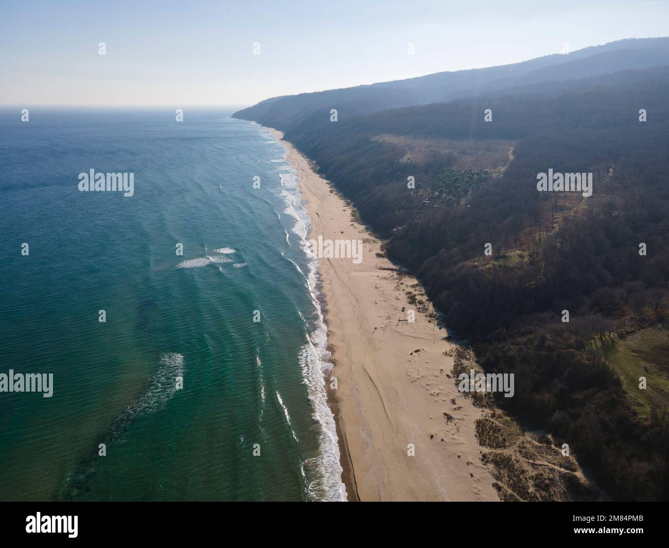 Amazing Aerial view of Vaya beach at Irakli area, Burgas Region ...