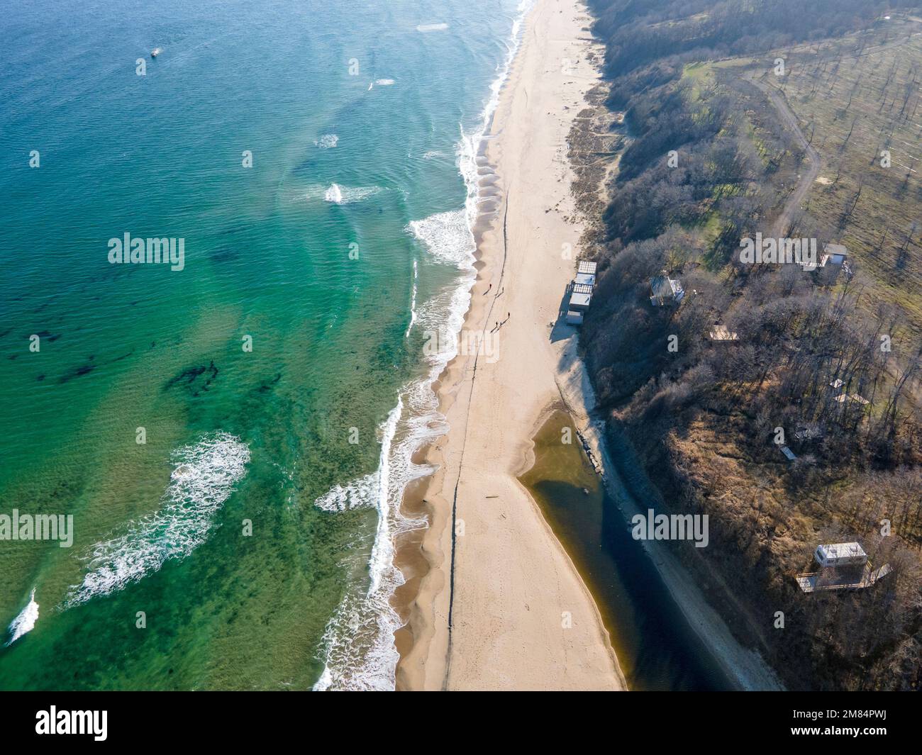 Amazing Aerial view of Vaya beach at Irakli area, Burgas Region ...