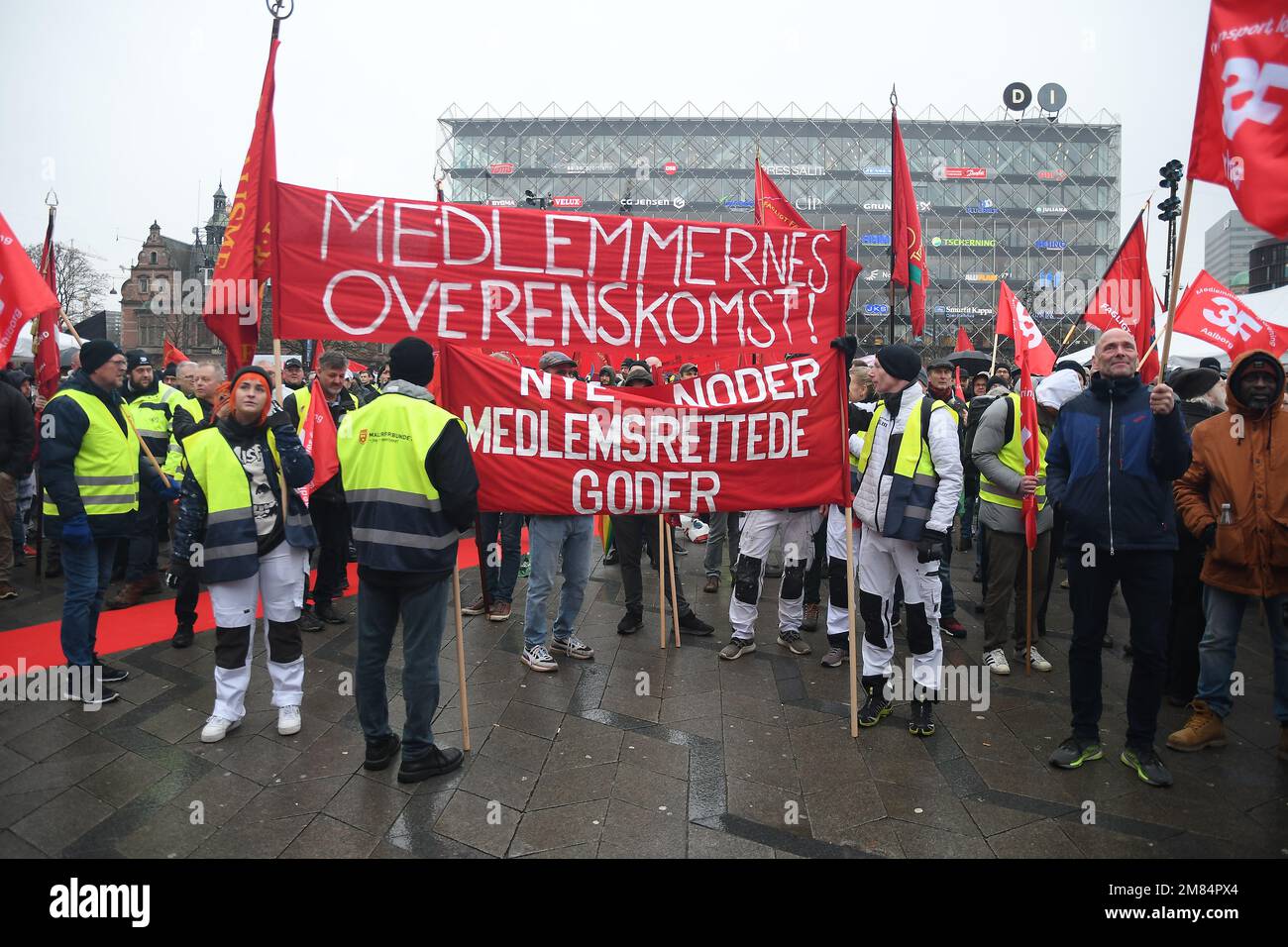 Copenhagen/Denmark/12 January 2023/Danish various labour unions members ...