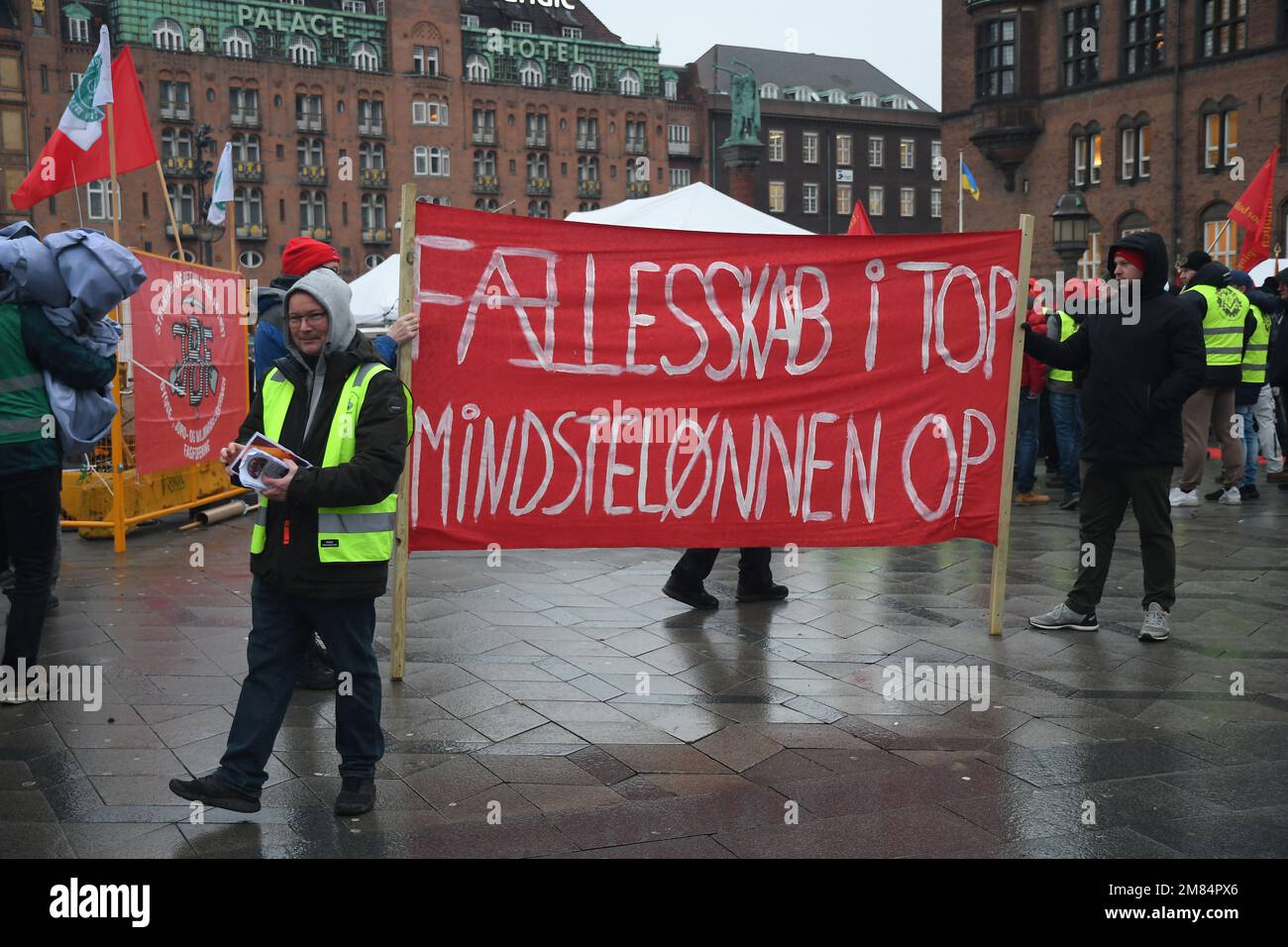 Copenhagen/Denmark/12 January 2023/Danish various labour unions members ...