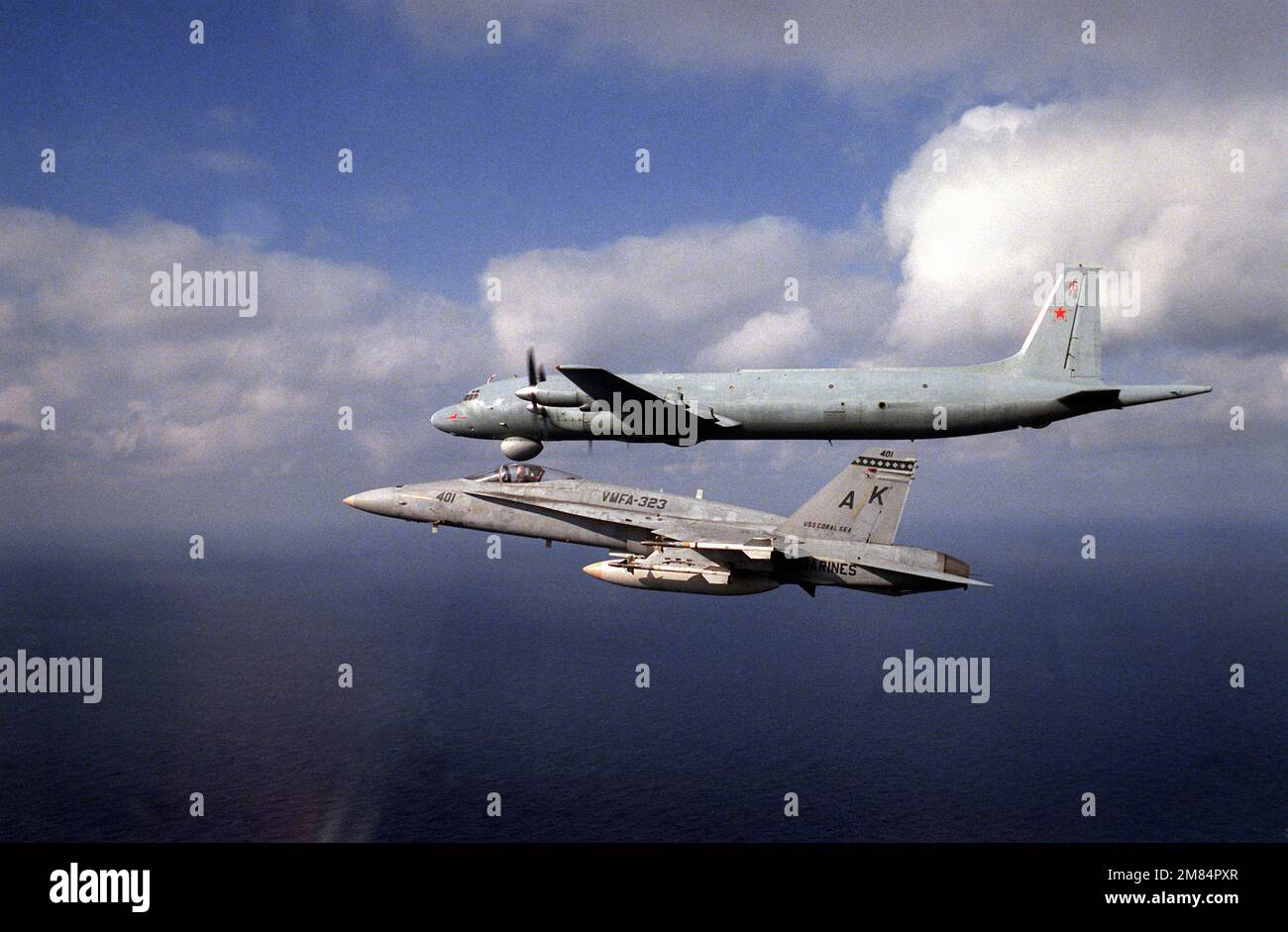 A Marine Fighter-Attack Squadron 323 (VMFA-323) F/A-18A Hornet aircraft ...