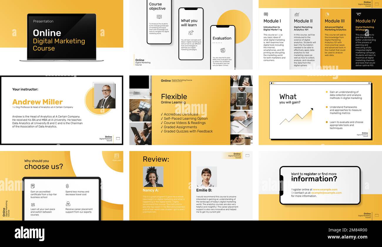 Digital marketing presentation templates vector with device screen ...