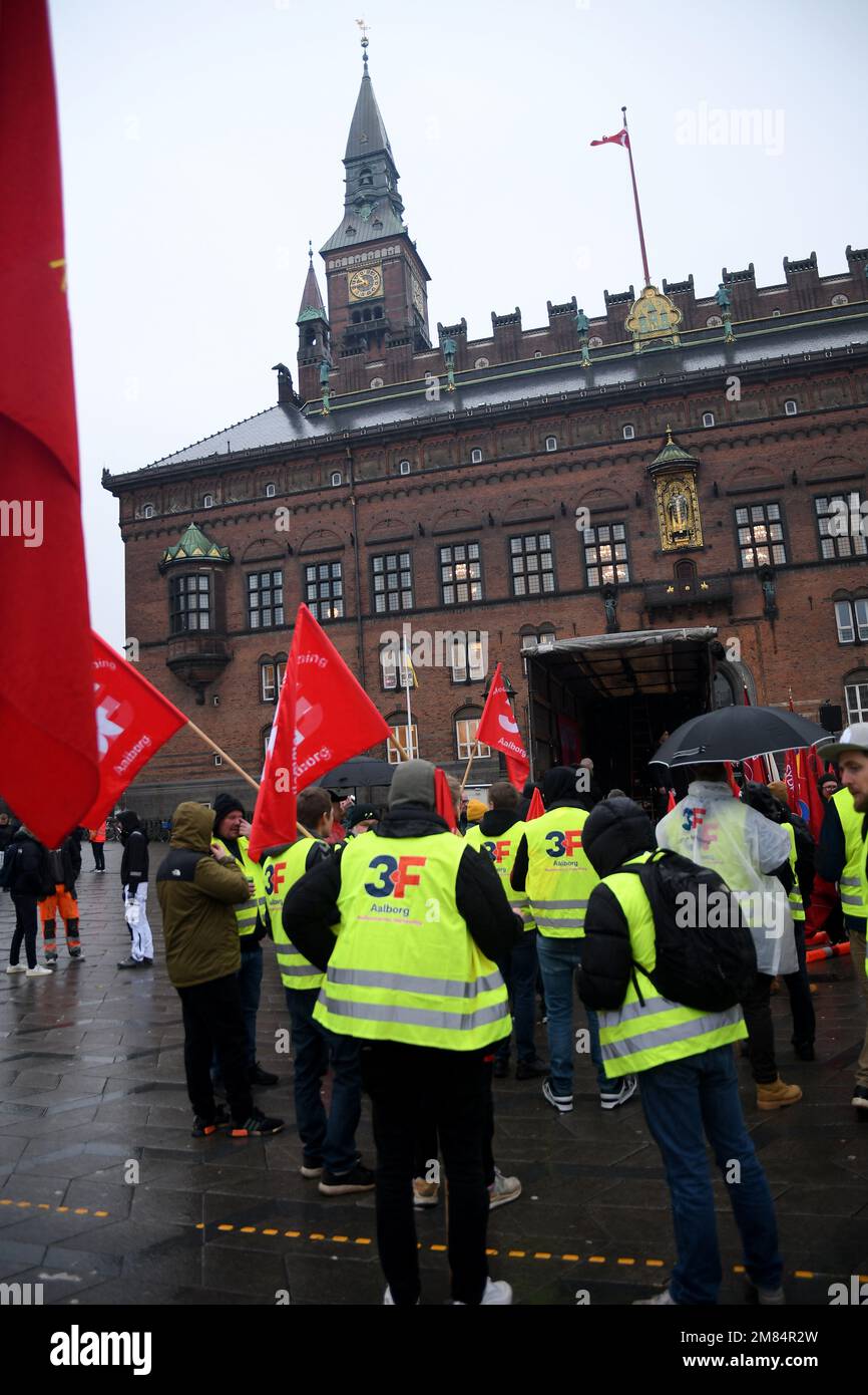Copenhagen/Denmark/12 January 2023/Danish various labour unions members ...