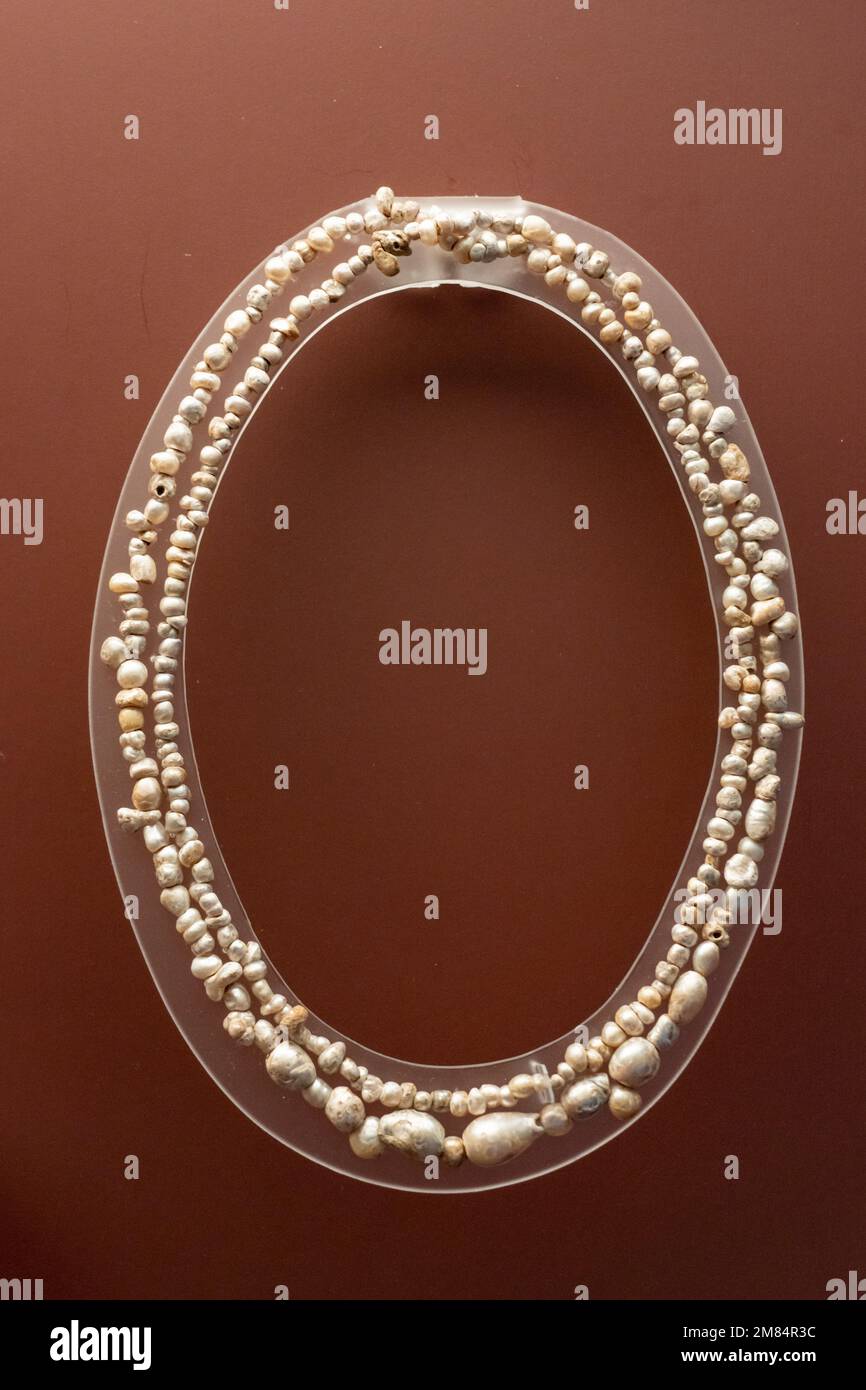 A pre-Hispanic pearl necklace in the Museum of Cultures of Oaxaca ...