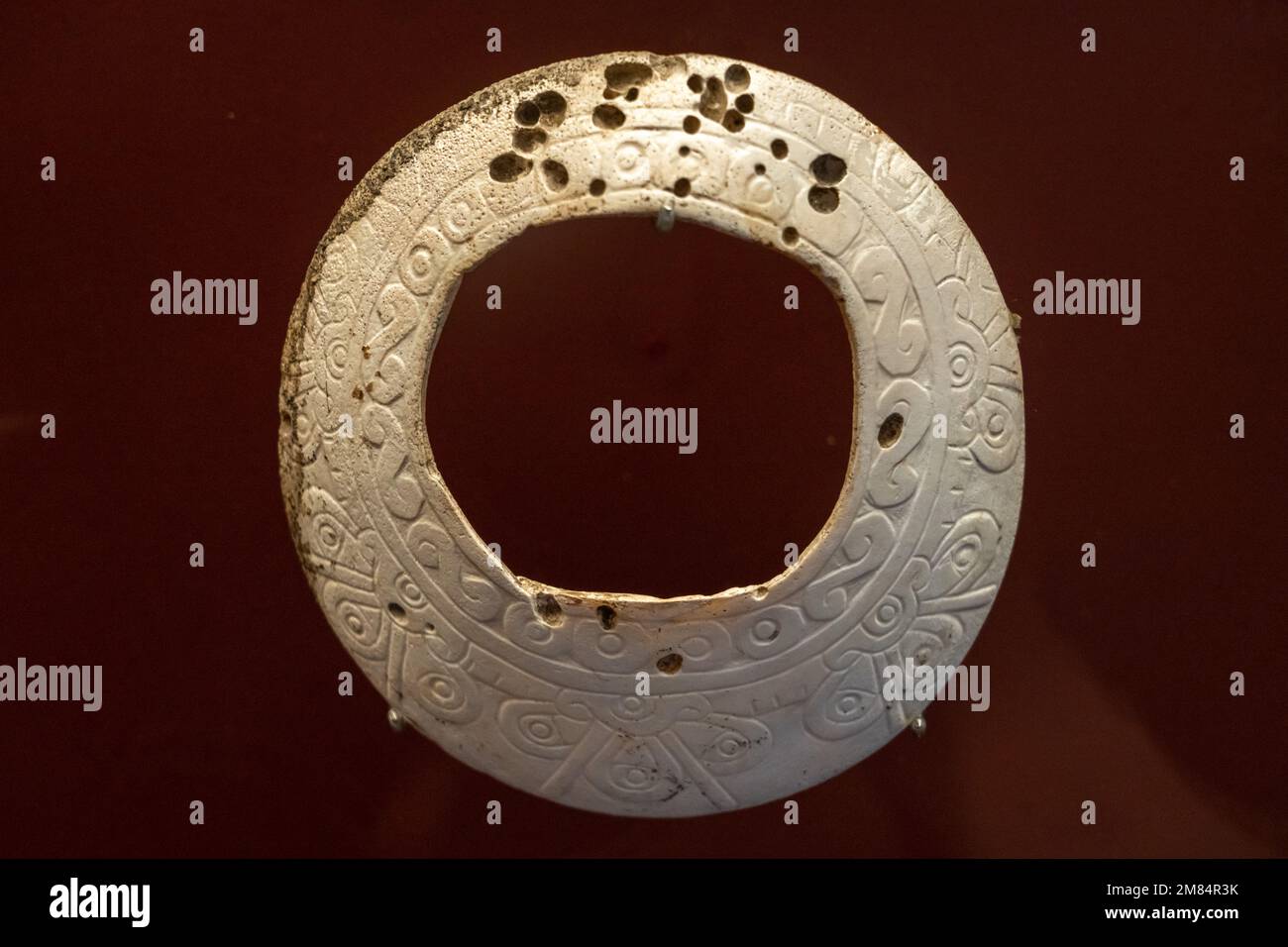 A bracelet carved from a large sea shell in the Museum of Cultures of ...