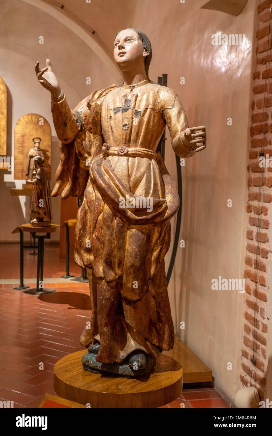 A wooden statue of Mary, covered in gold leaf, from the 18th century In ...