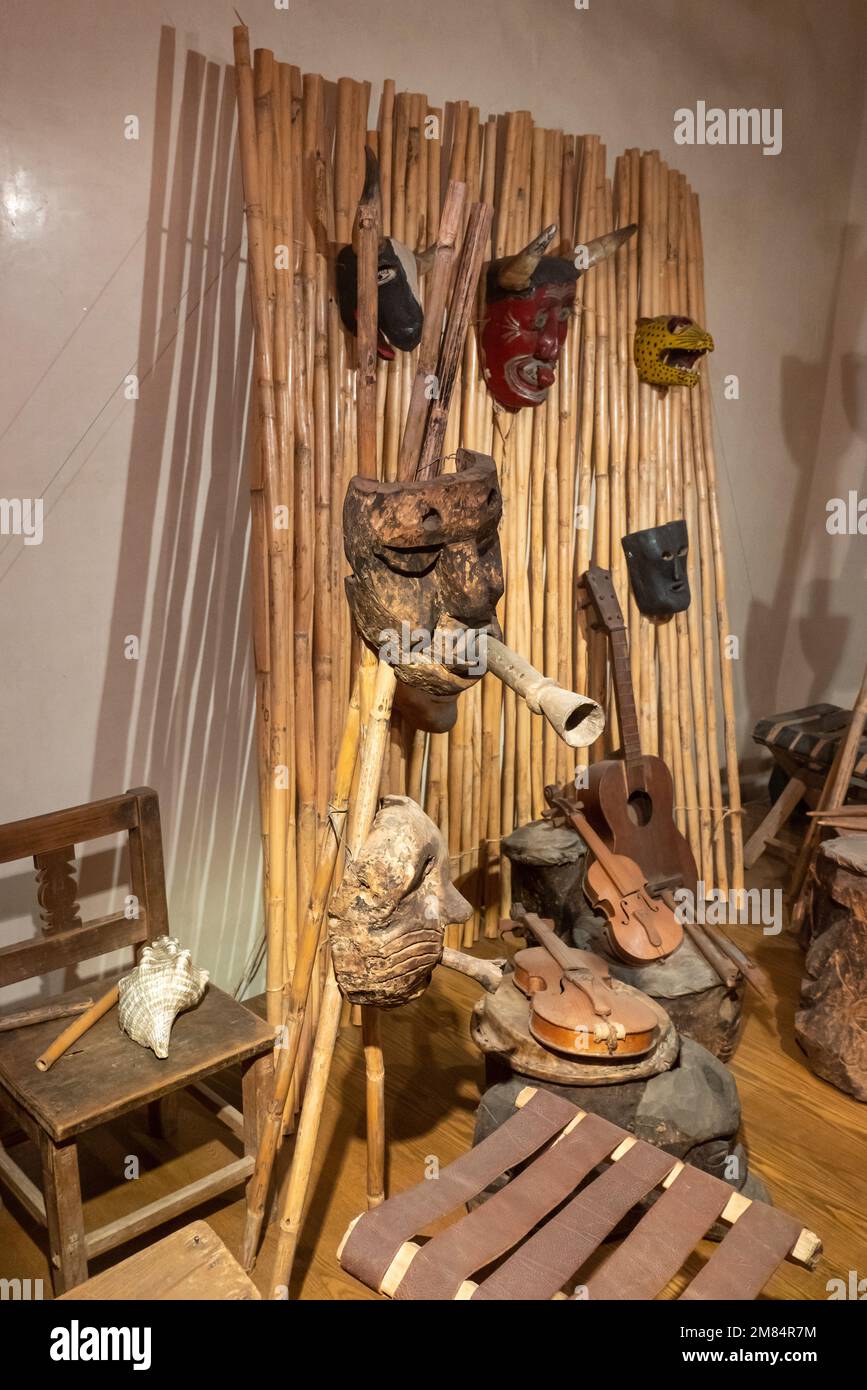 Masks and musical instruments from various eras in Oaxaca In the Museum ...
