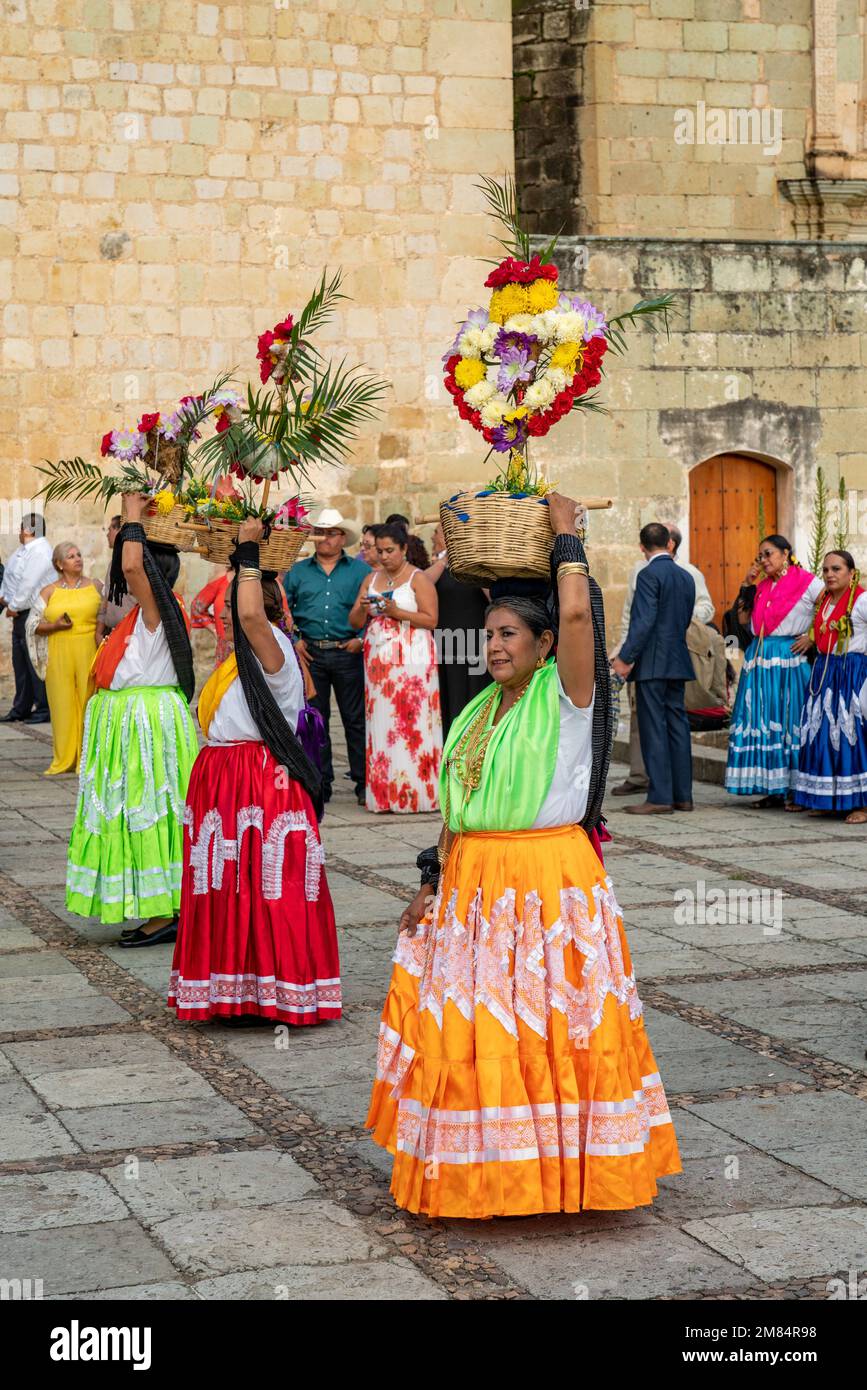 Canastera dancers with their flower baskets dance at a wedding ...