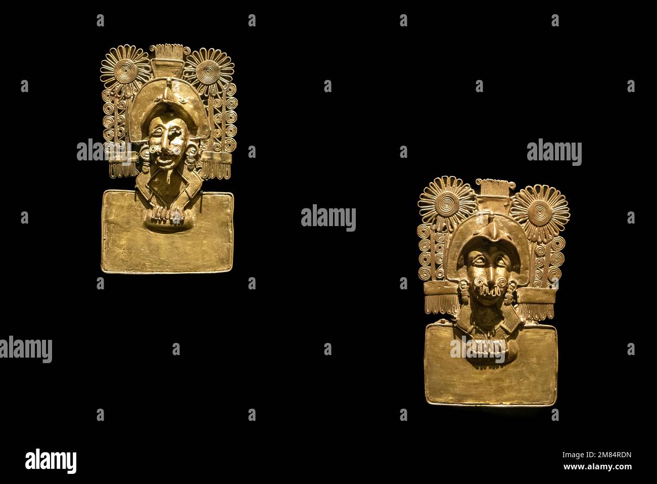 Solid gold pectorals of the Aztec deity Xochipilli or Mixtec deity ...