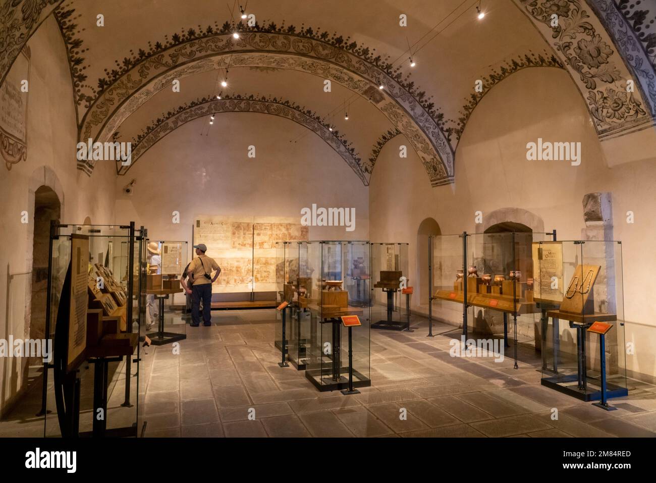 An exhibit hall with displays of pre-Hispanic artifacts in the Museum ...