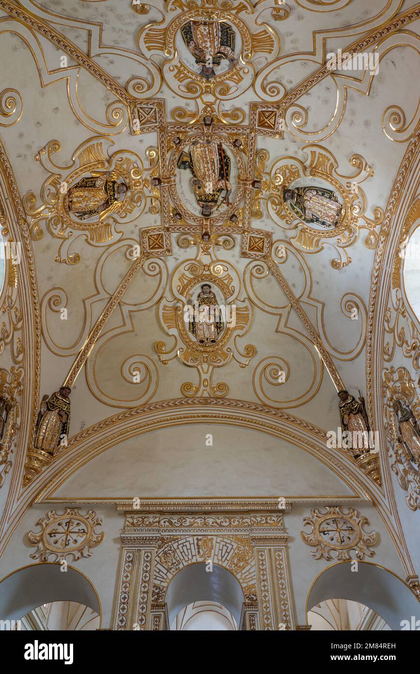 Ornately decorated ceiling dome with religious art in the former ...