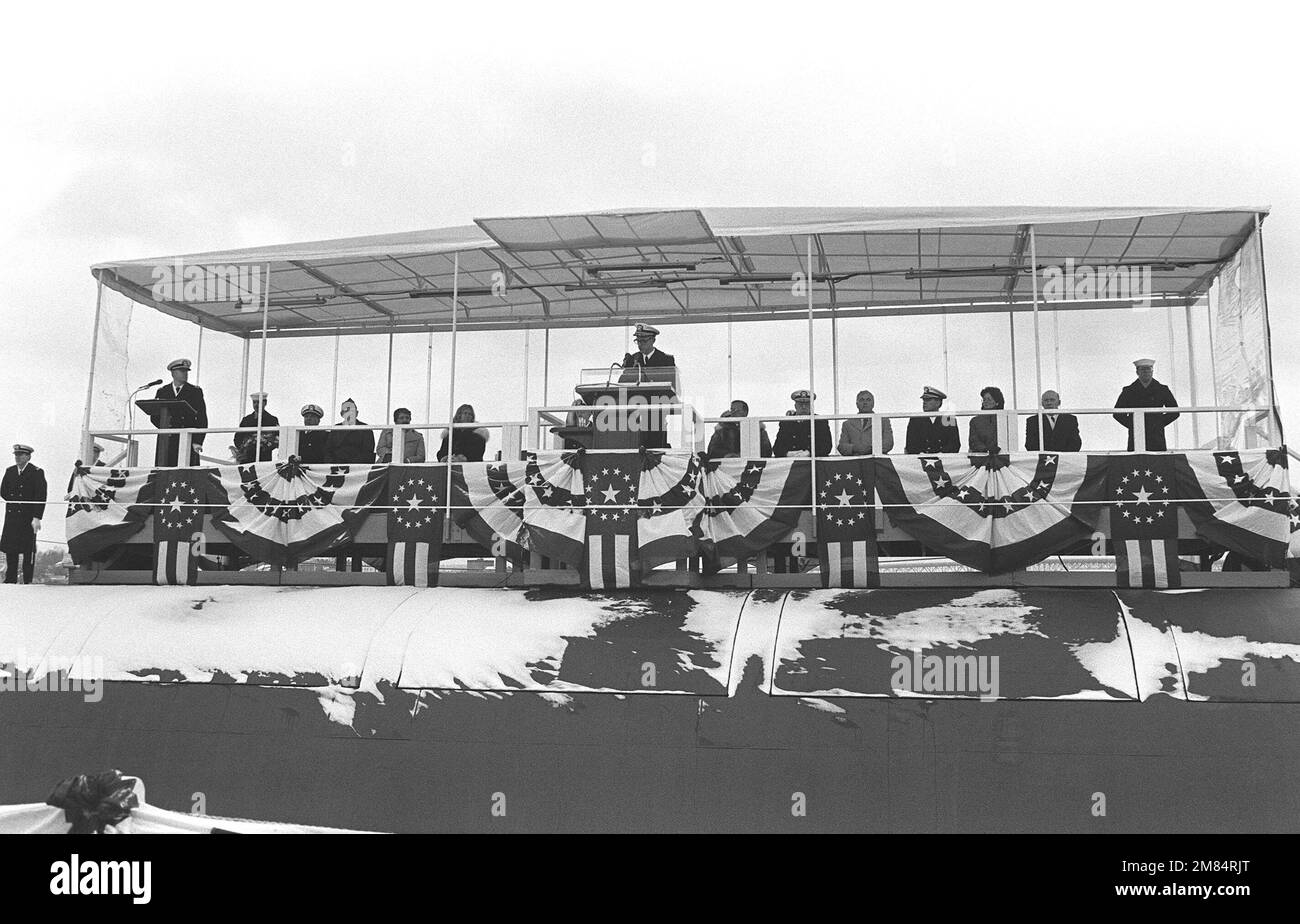 Captain Paul L. Callahan, Commanding Officer (blue) of the nuclear ...