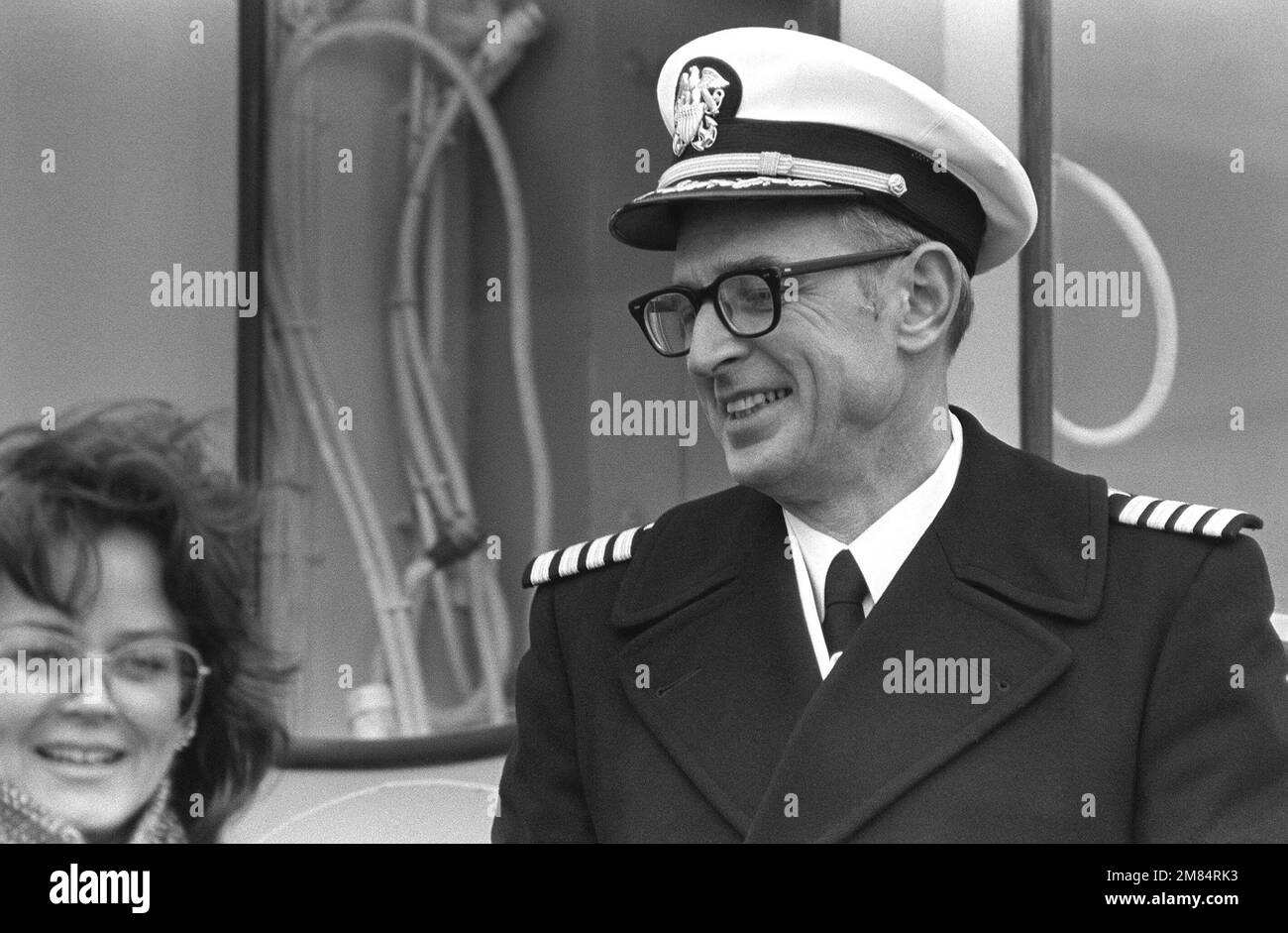 Captain Paul L. Callahan, Commanding Officer (blue) of the nuclear ...