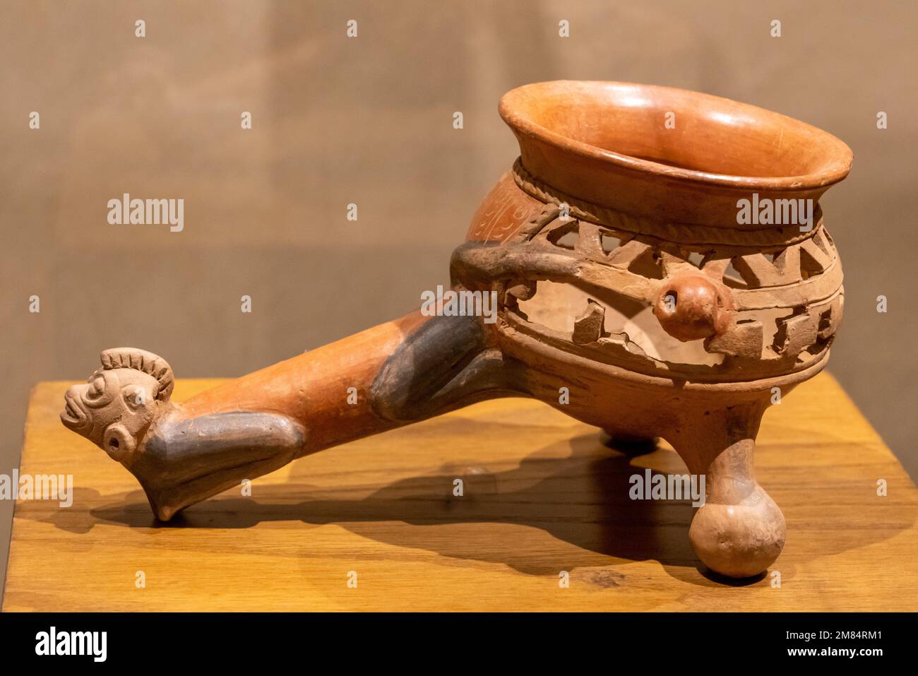 Pre-Hispanic ritual or funerary ceramic polychrome pot. Museum of ...