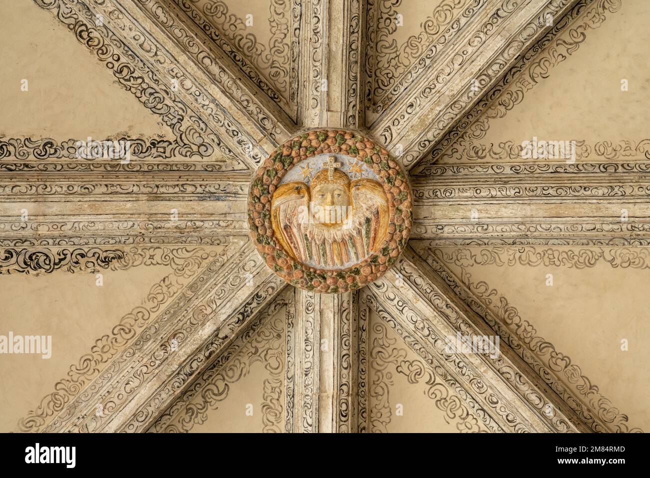 Frescos & ceiling boss in the former convent of Santo Domingo, now the ...