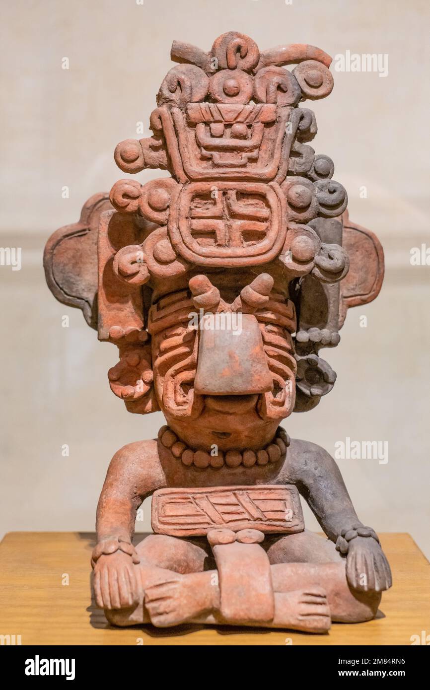 Pre-Hispanic Zapotec ceramic figure of a deity, possibly Cocijo, the ...