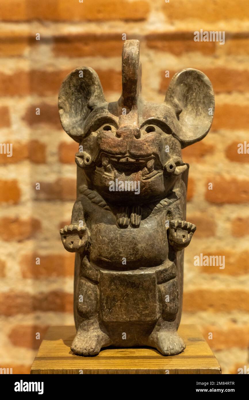 Pre-Hispanic ceramic Zapotec funerary brazier in the form of a bat in ...