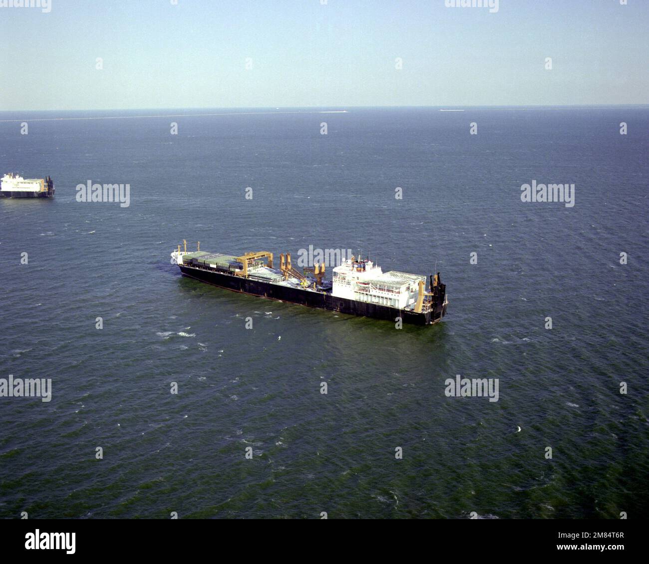 An elevated port quarter view of the maritime prepositioning ship SS ...