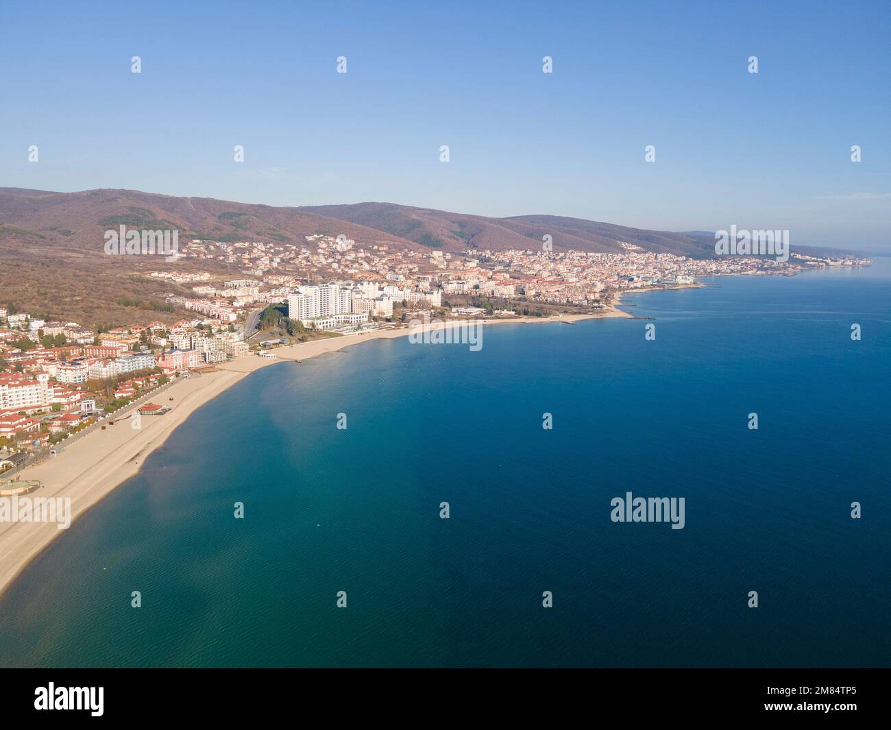 SUNNY BEACH, BULGARIA - DECEMBER 26, 2022: Amazing Aerial view of ...