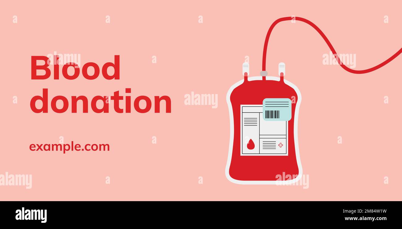 Blood donation campaign template vector blog banner in minimal style ...