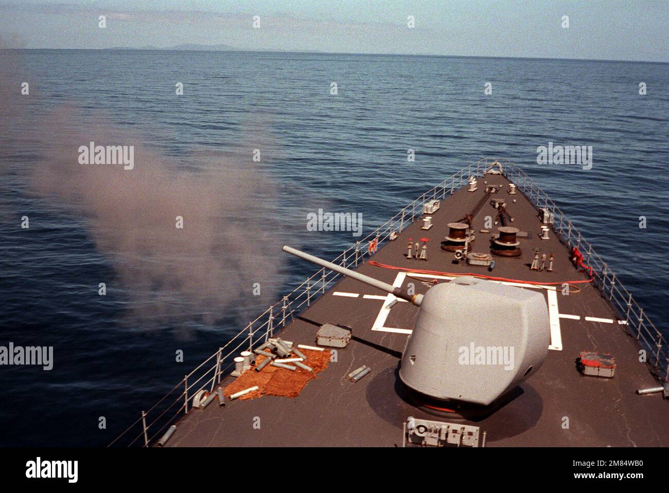 The 5-inch/54 caliber Mark 45 gun mounted on the bow of destroyer USS ...