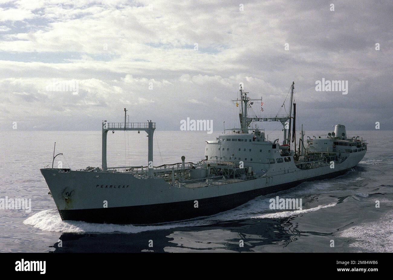 A port bow view of the British replenishment oiler HMS PEARLEAF (A-77 ...