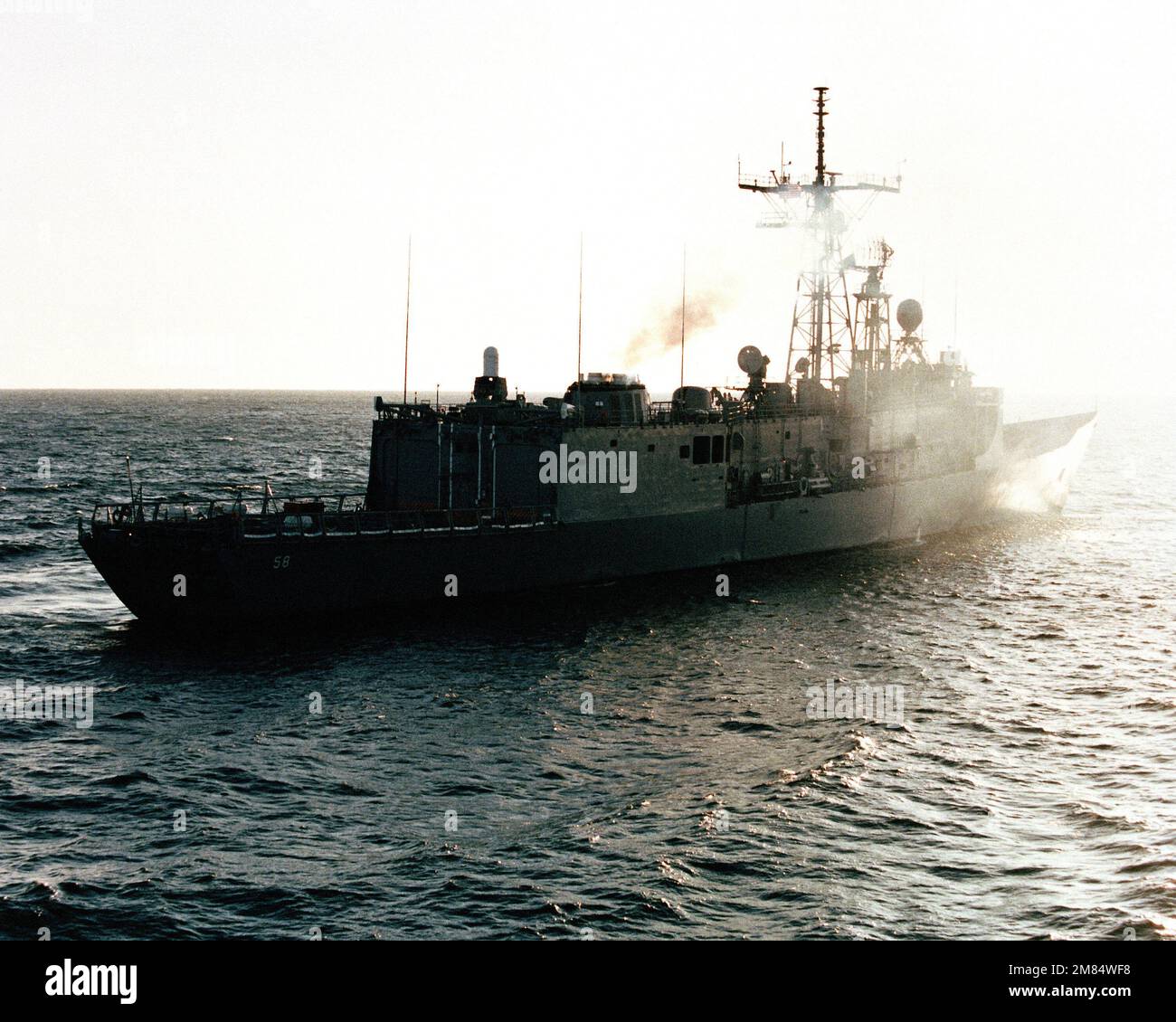 A starboard quarter view of the guided missile frigate USS SAMUEL B ...