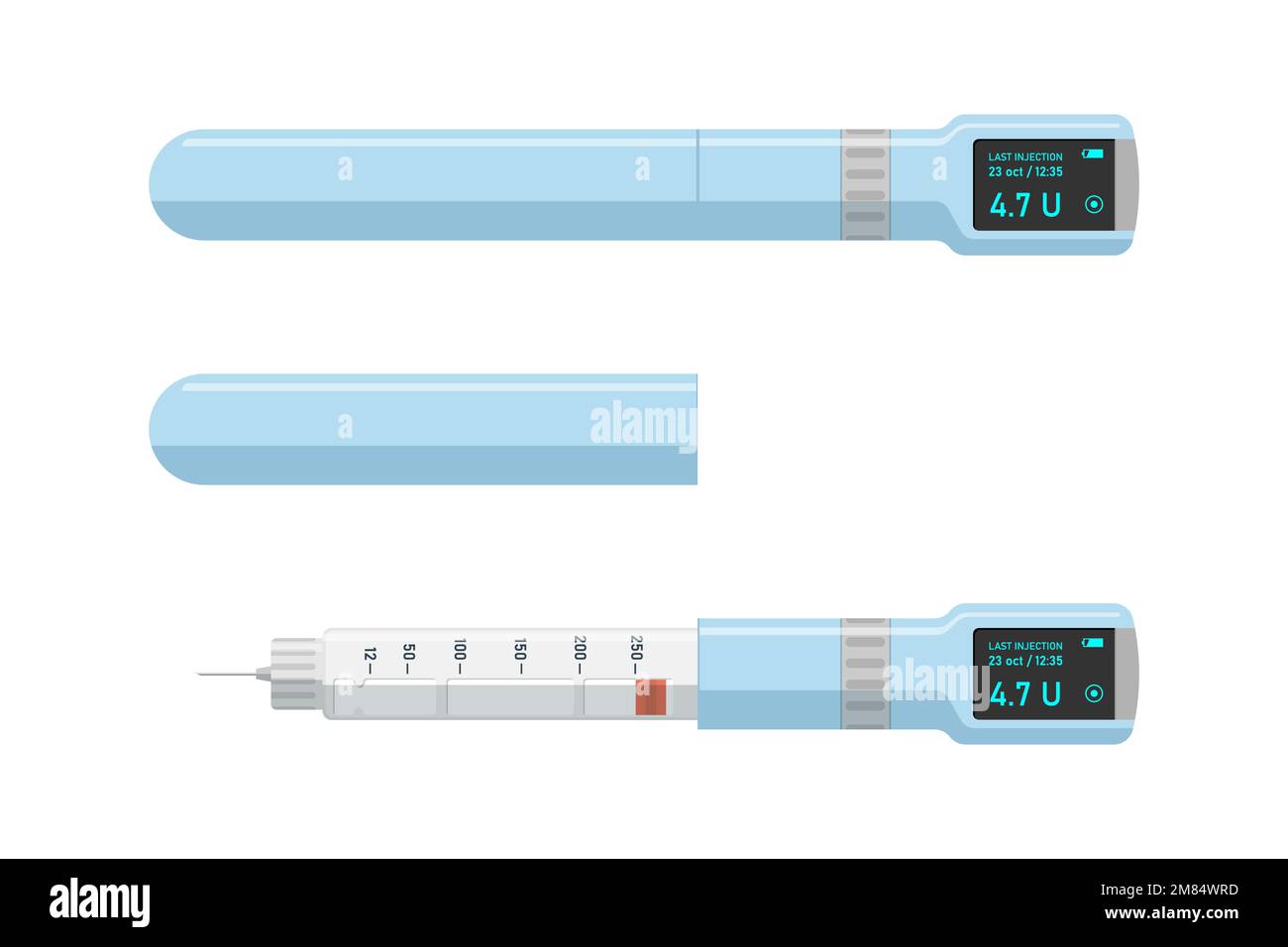 Insulin injection electronic digital pen. Hormone ampoule inside high ...