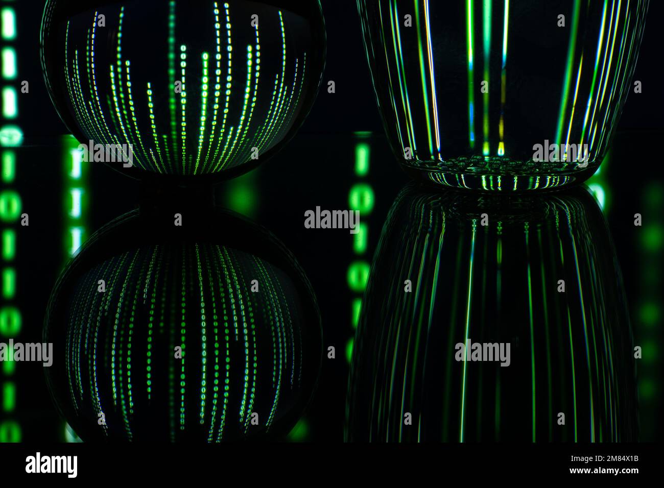 Dark Background With Computer Binary Code And A Ball The Concept Of