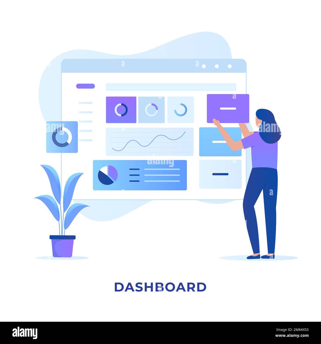 Flat illustration admin dashboard design concept. Illustration for ...