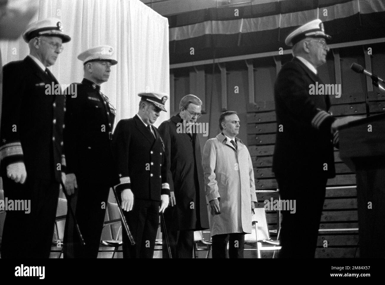 Chaplain (CMDR.) Richard P. Beck delivers the invocation during the ...