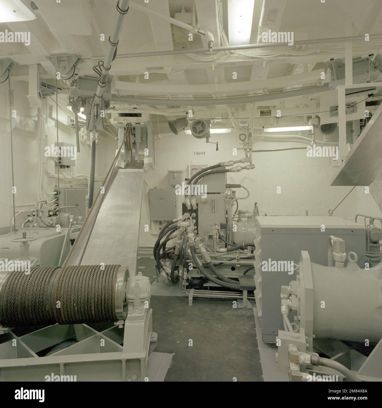 A view of the traverse machinery room aboard the guided missile frigate ...